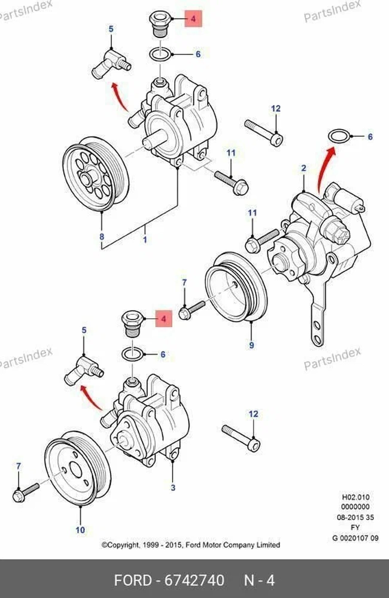 Штуцер ГУР Ford 6742740, для проверки применяемости, 1 шт
