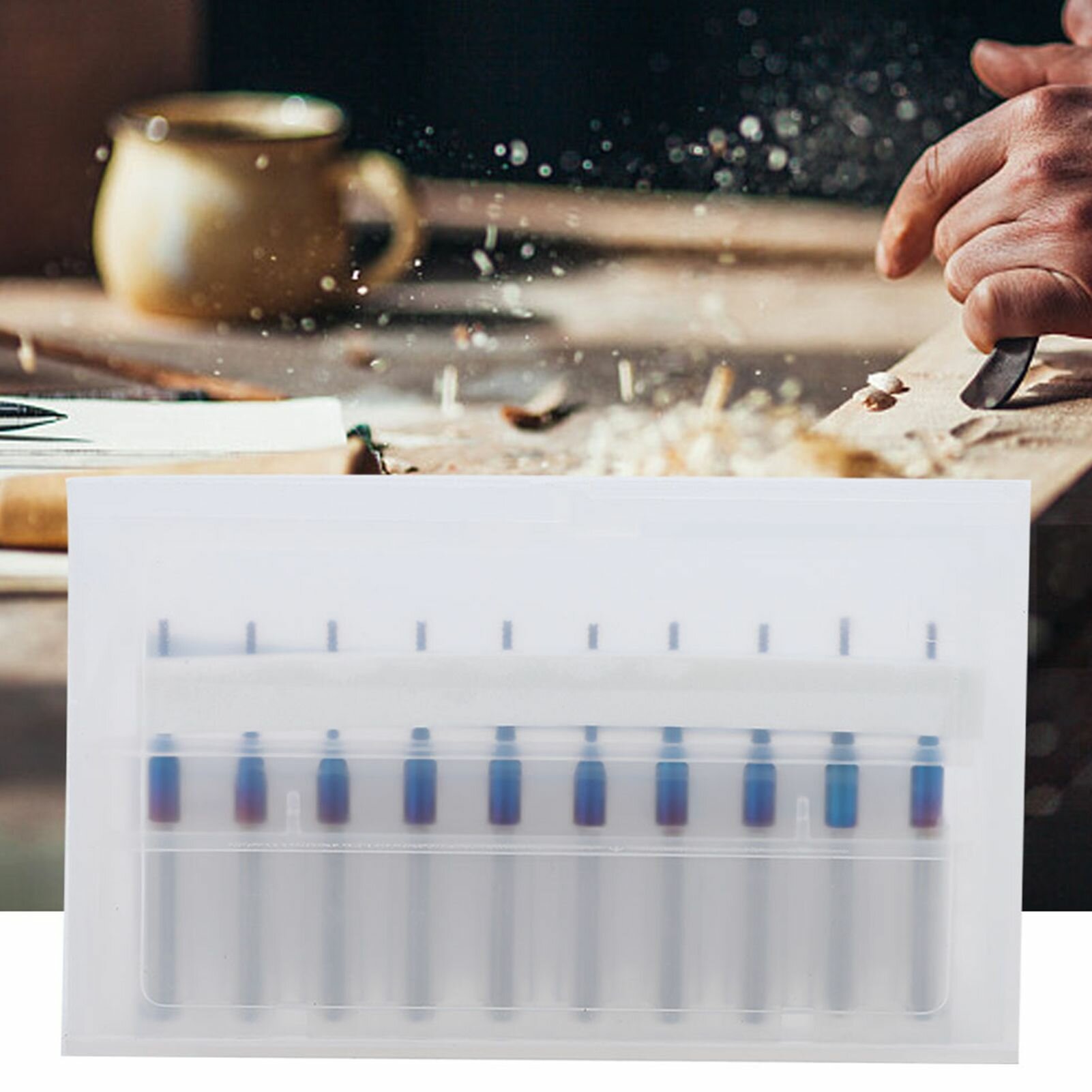 10шт карбидный фрезерный бит синий кукурузный концевая фреза для CNC PCB (1.0мм)