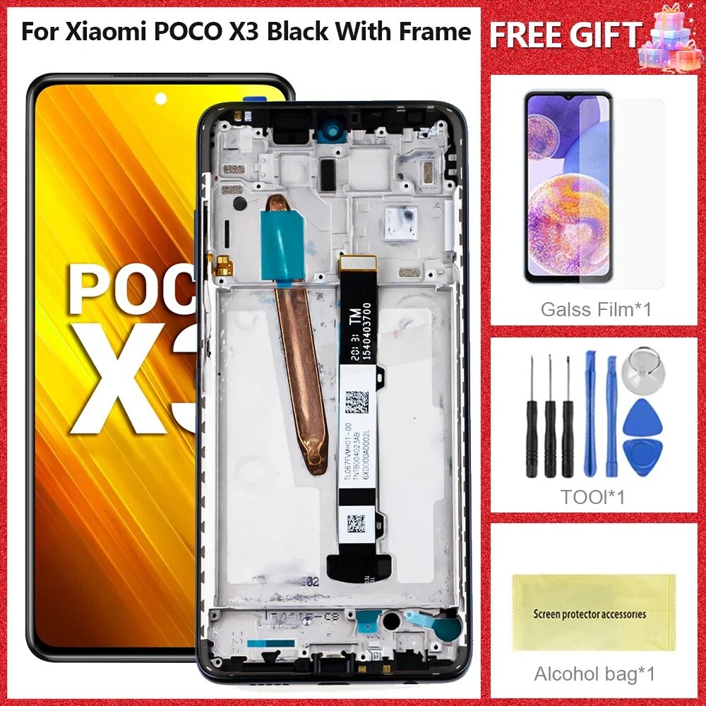 ЖК-дисплей для XIAOMI POCO X3, сменный ЖК-дисплей, сенсорный экран для POCO X3 X3PRO X3NFC, дигитайзер ЖК-экрана в сборе