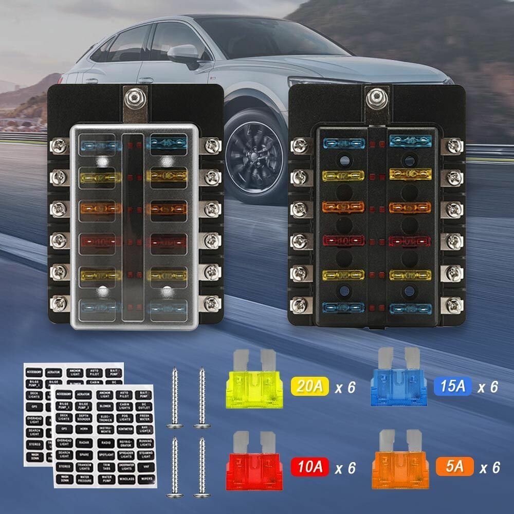 Независимая коробка предохранителей с 12 линиями Плавкий предохранительный блок подходит для автомобилей и яхт