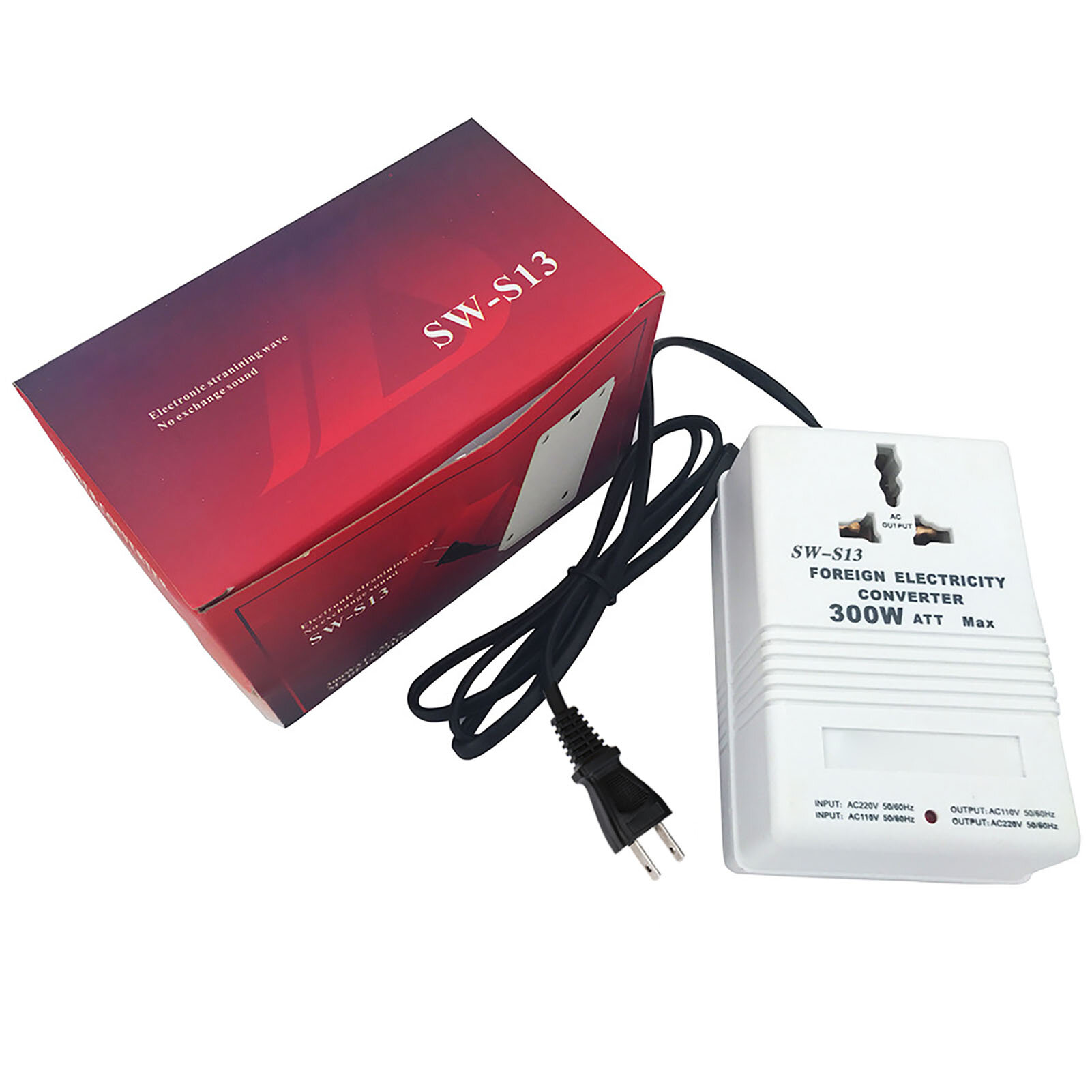 Трансформатор 300W, 220V->110V / 110V->220V, международный, US вилка