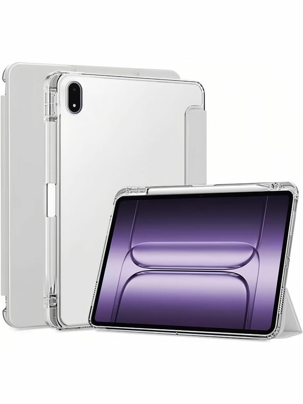 OnePlus Pad 2 Pro с 13,2-дюймовым корпусом 2025, тонким чехлом из ТПУ с держателем для карандашей, прозрачным жестким задним кронштейном sleep smart