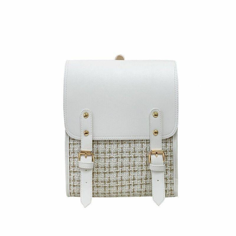Женский Рюкзак, Простроченный, Квадратный, Модный, Белый