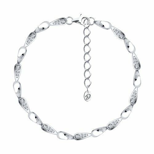 Браслет, серебро, 925 проба, родирование, фианит