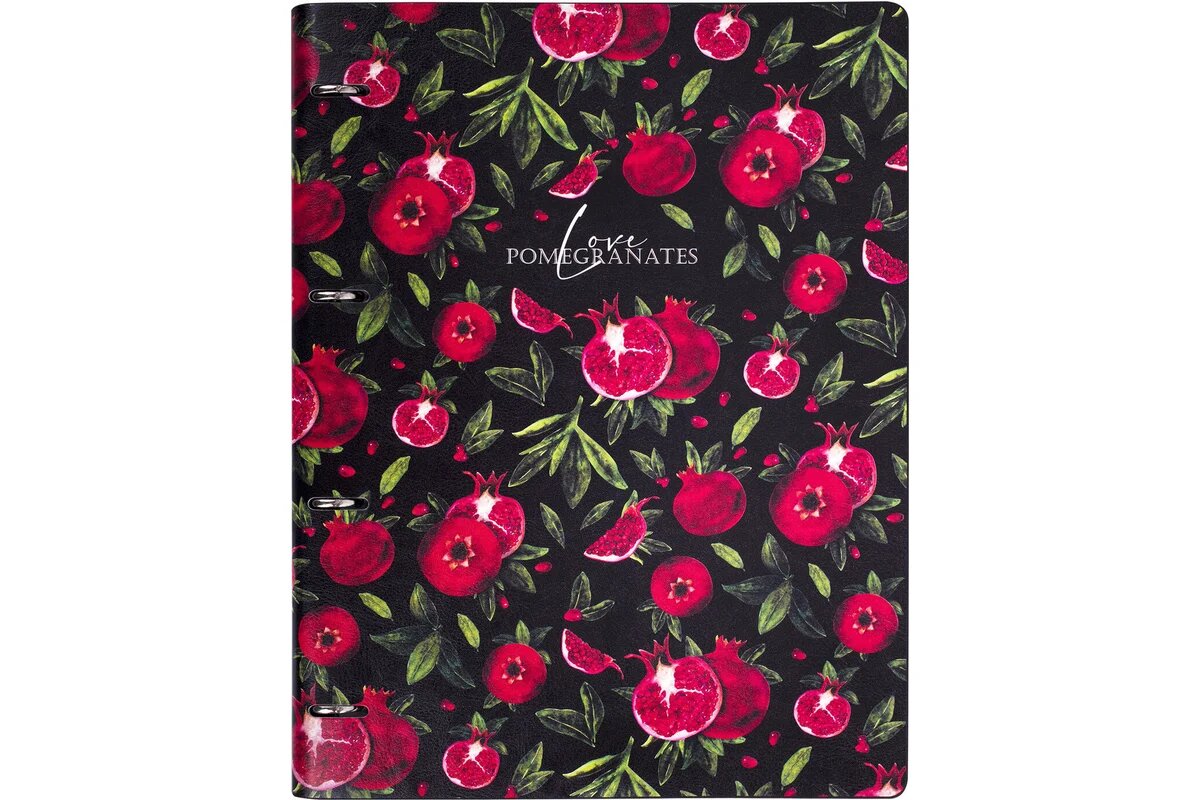 BRAUBERG Тетрадь на кольцах большая А4 240x310 мм, 120 л, под кожу Vista Гранаты 404513