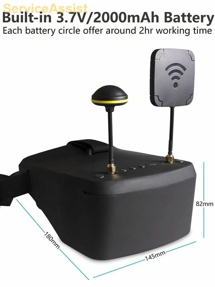 Головной дисплей LS-800D 5.8G 40 каналов, 5-дюймовый HD-экран 16:9, с функцией записи и двойным приемником, для кинопросмотра и технического зрения