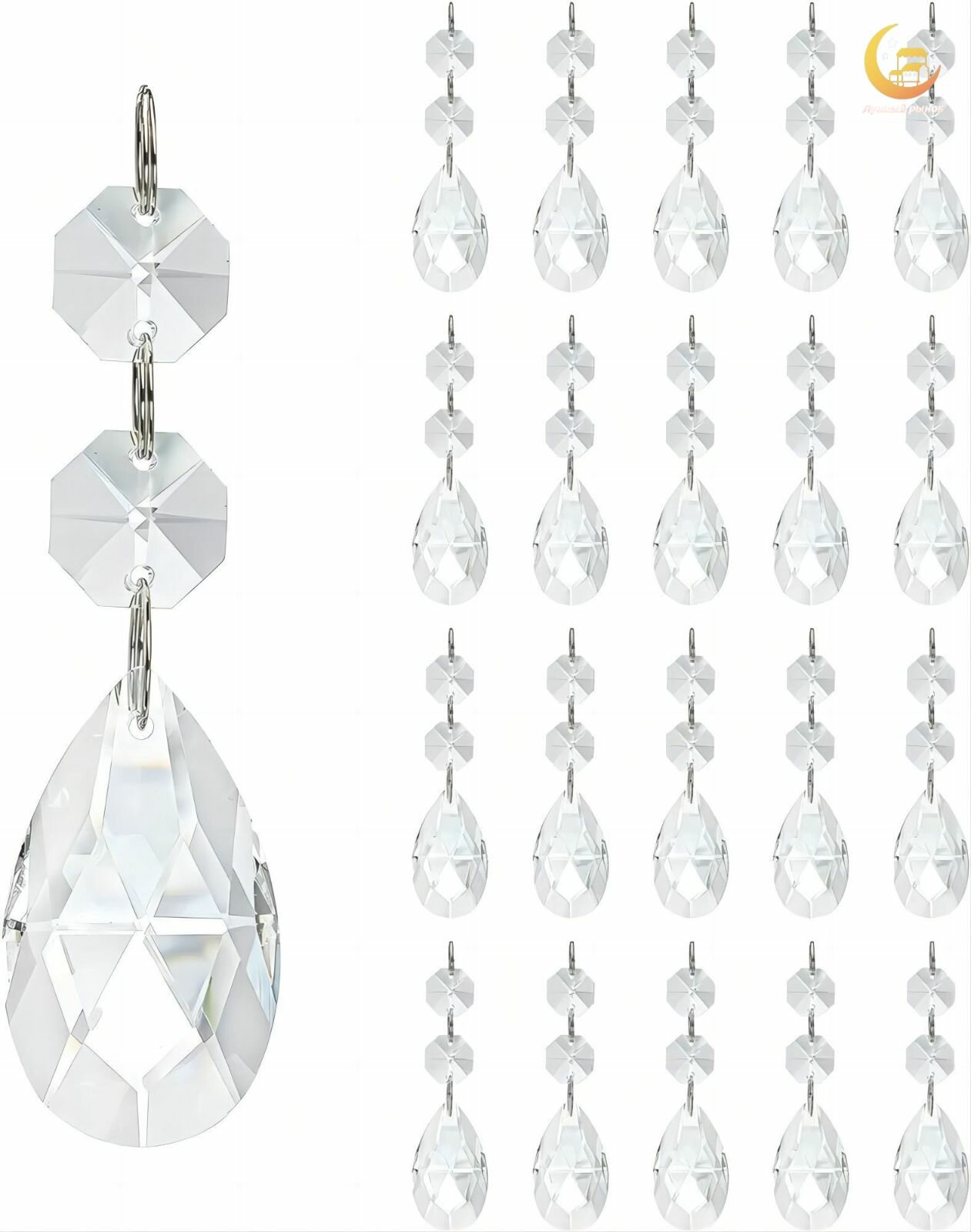 20шт хрустальные подвески для люстр (38 мм)