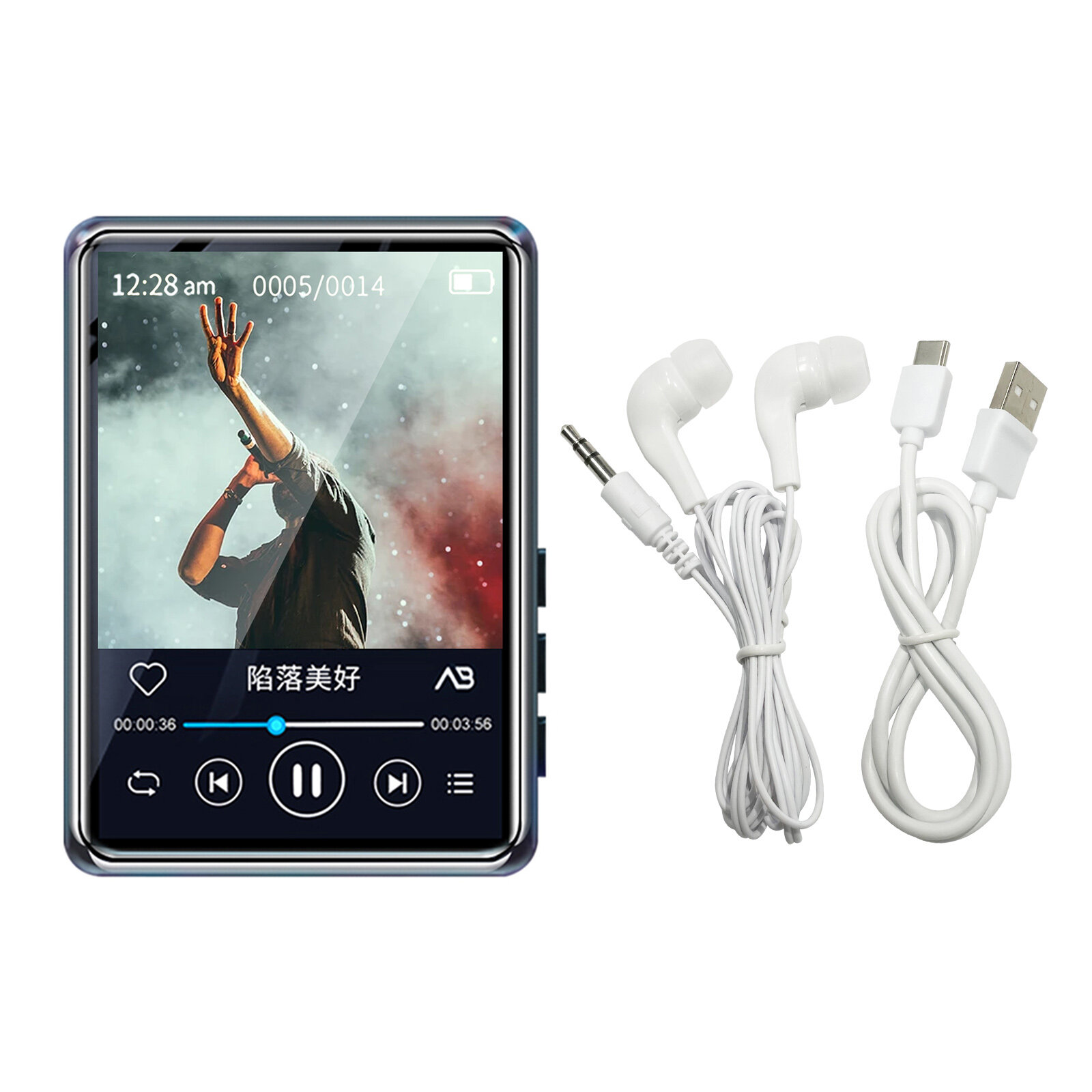 Портативный мультимедийный плеер mahdi M20 BT MP3 с динамиком, экраном 2.5 дюйма, поддержкой беспроводной связи Bluetooth 5.0, радио FM, электронной книгой, рекордером голоса, форматами аудио и видео, объемом памяти до 128GB, черный цвет, размер