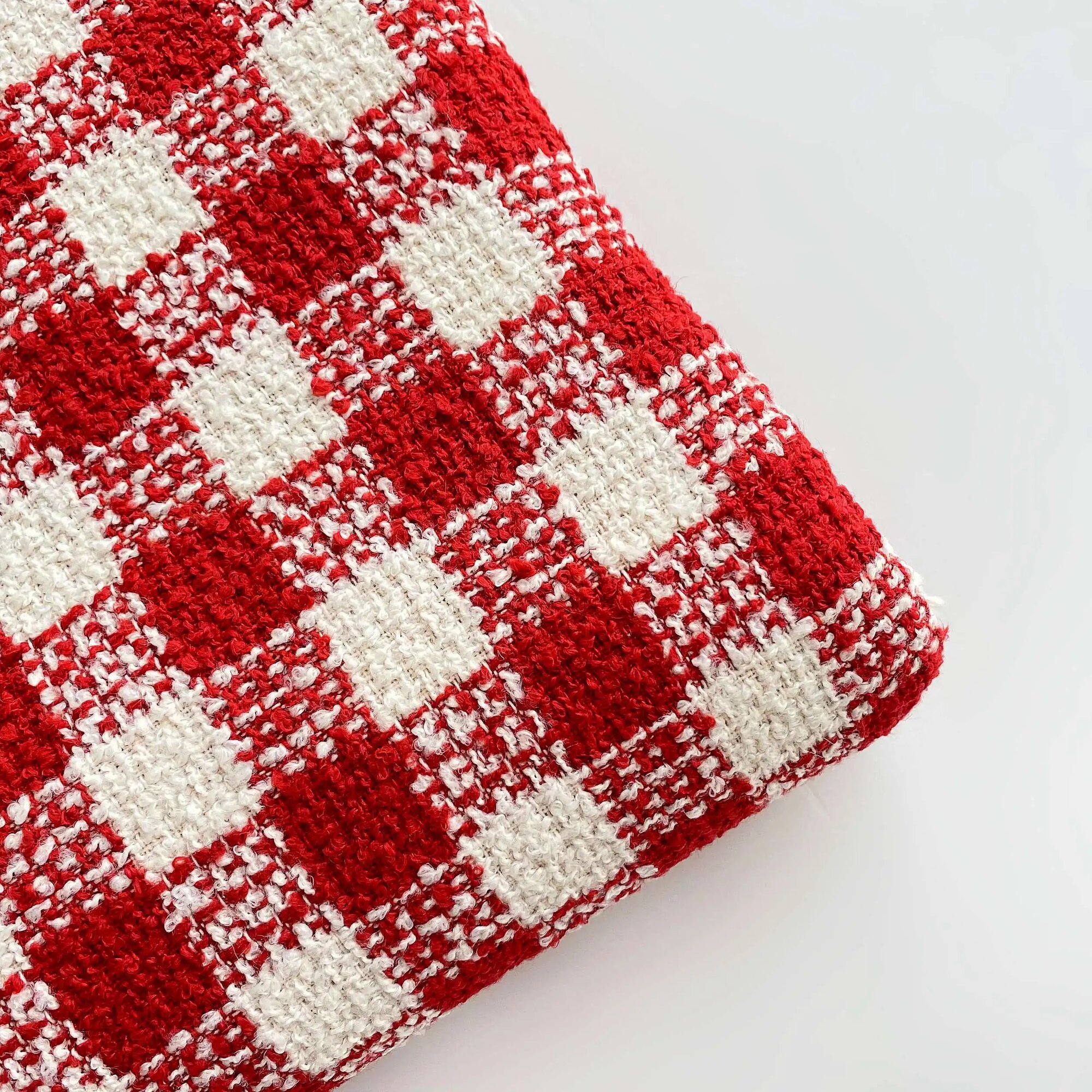 Лисвеик Красный клетчатый шерстяной твид 1M 100cmx150cm