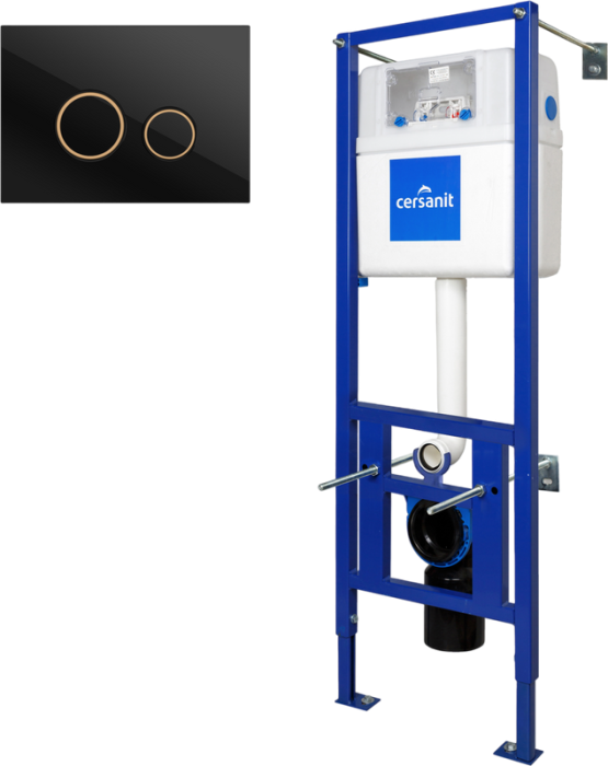 Система инсталляции для унитазов Cersanit Link Pro, с кнопкой смыва Cersanit Twins черной матовой