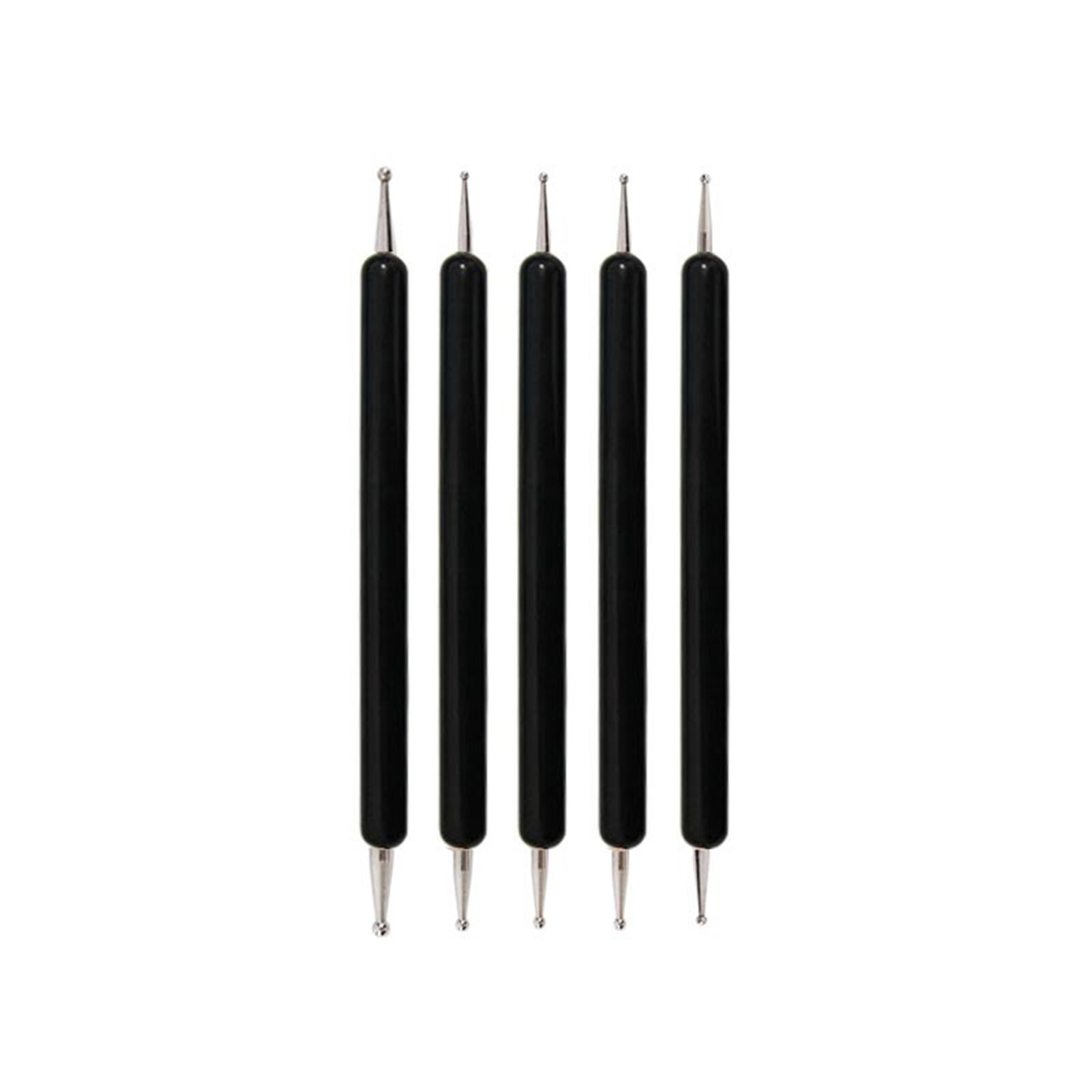 5pcs Набор Инструментов для Точечного Рисования Двусторонних Шариковых Стилов для Мандал, Рисования на Камнях, Валика, Глины, Керамики, Ногтей, Материал: Акриловая Палка + Металлическая Голова, Цвета: