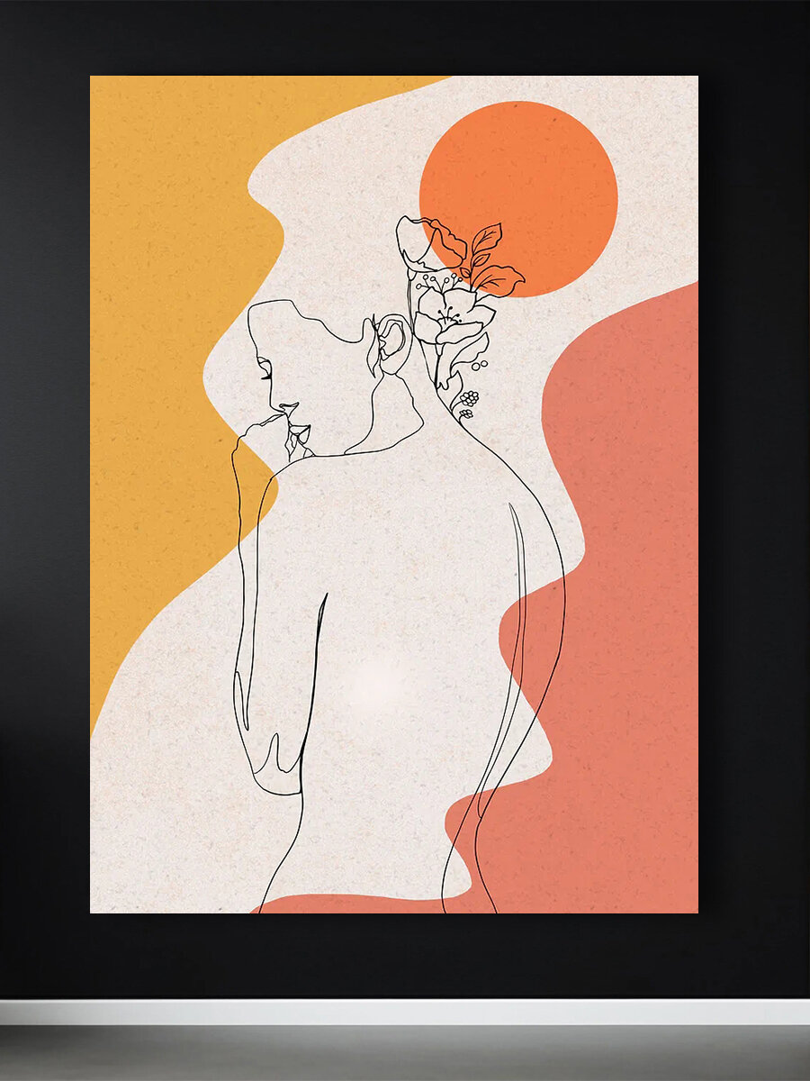 Картина интерьерная - "Силуэт девушки, лицо женщины абстракция" , 40х60 см.