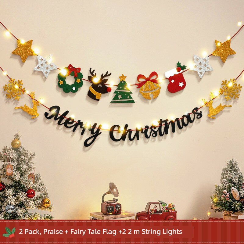 Рождественские флаги, гирлянды, декорации для сцены, подвесные флаги, подвесные украшения, атмосферные миниатюрные