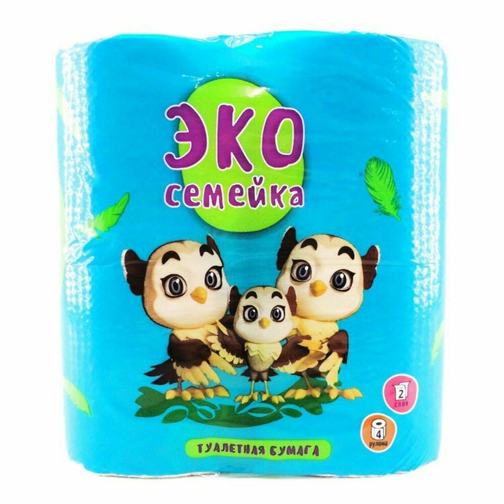 Туалетная бумага Эко-Семейка 2 слоя с тиснением 4 рулона