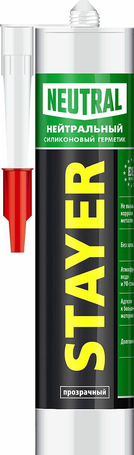 Герметик силиконовый STAYER прозрачный, нейтральный, 260мл