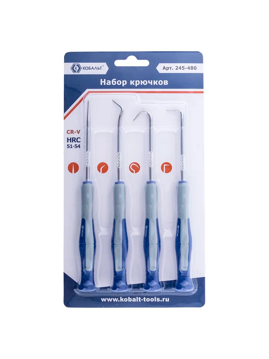 Набор крючков для слесарных работ, CR-V (4 шт.) блистер