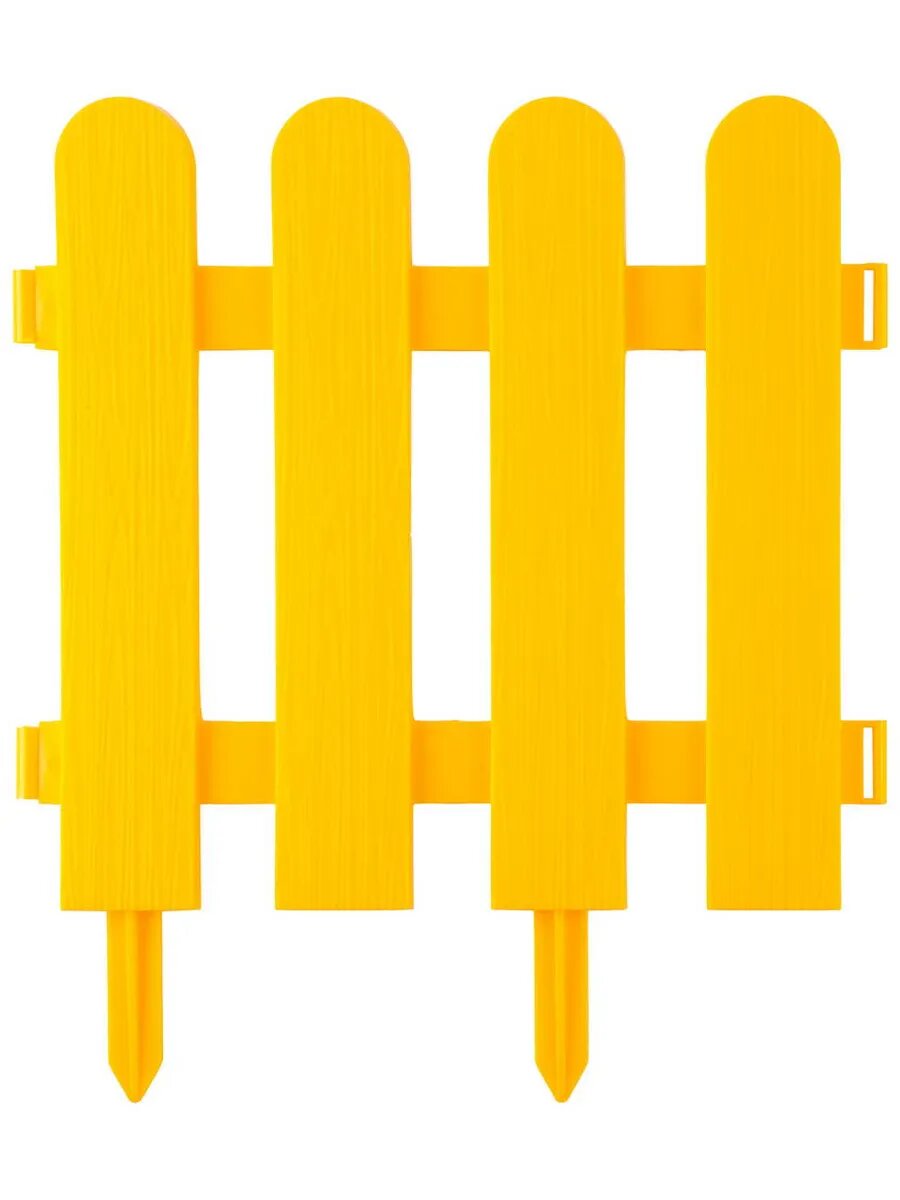 Штакетник, 29 х 224 см, желтый, 7 секций, декоративный забо