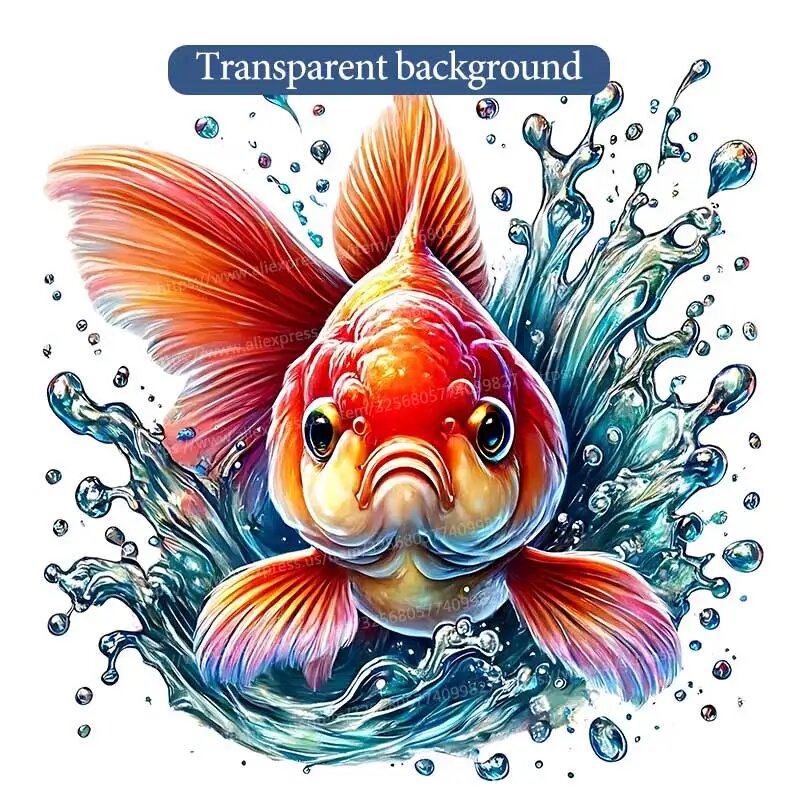 ПВХ наклейка "Золотая рыбка, океан" S669 15cm(5.9 inch), S669-F