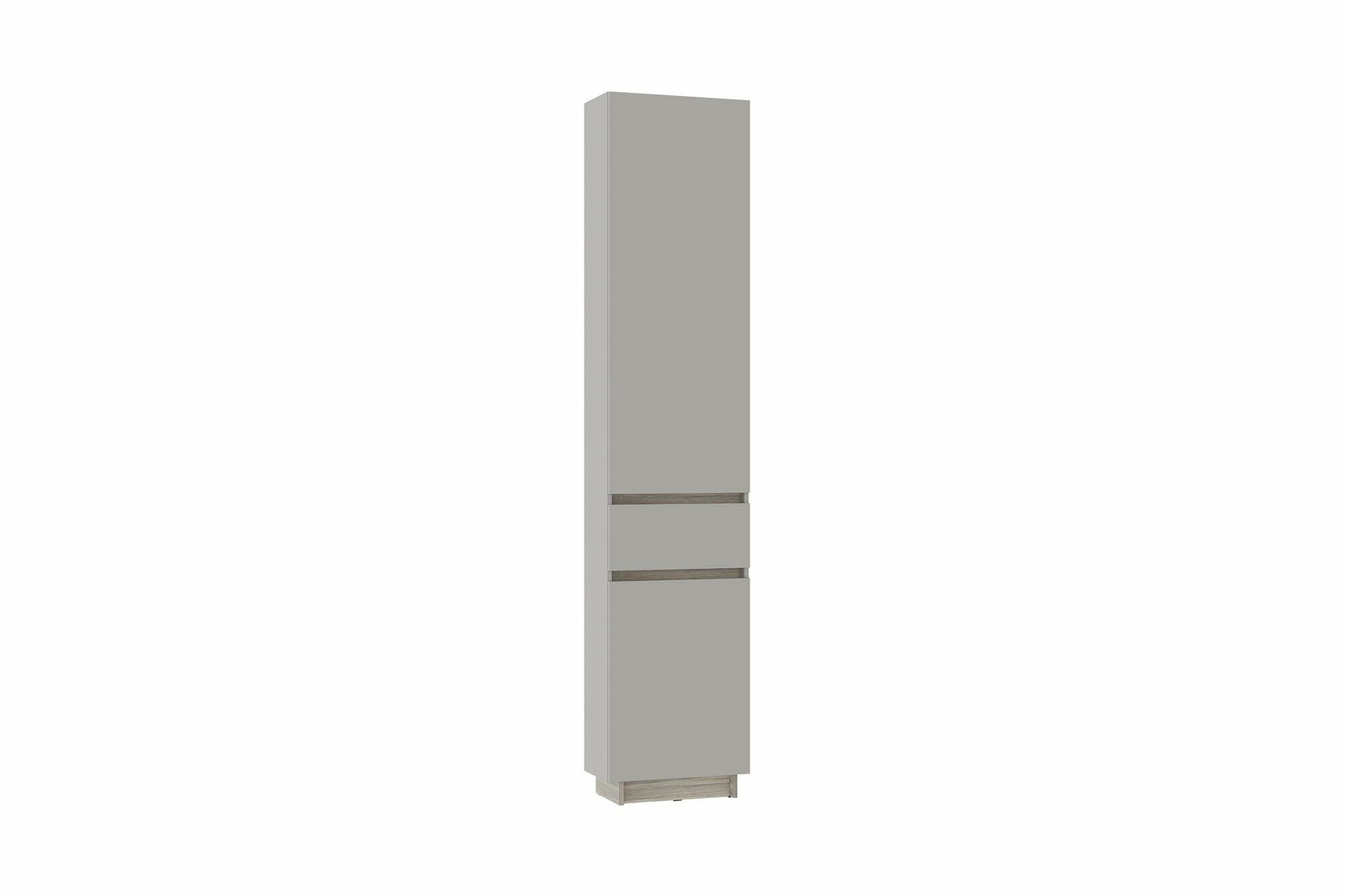 Стеллаж торцевой к шкафу Нонтон Багира, 51x26x238 см, 1 ящик, дуб смоки / кашемир