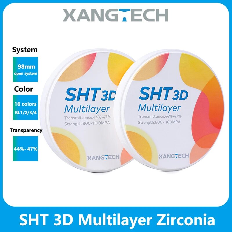 XANGTECH SHT 3D Циркониевые блоки для стоматологии 44%-47% прозрачности 98X16mm, BL3