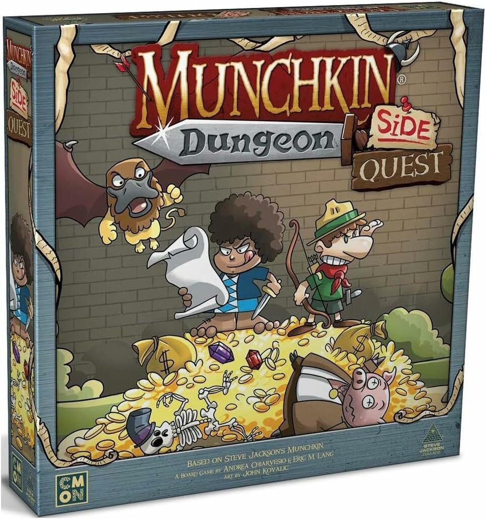 CMON Munchkin Dungeon: Расширение Side Quest - Захватывающее для эпических приключений в подземельях! Стратегическая игра детей и взрослых, возраст 14+, 2-5 игроков, время игры 80 минут, сделана