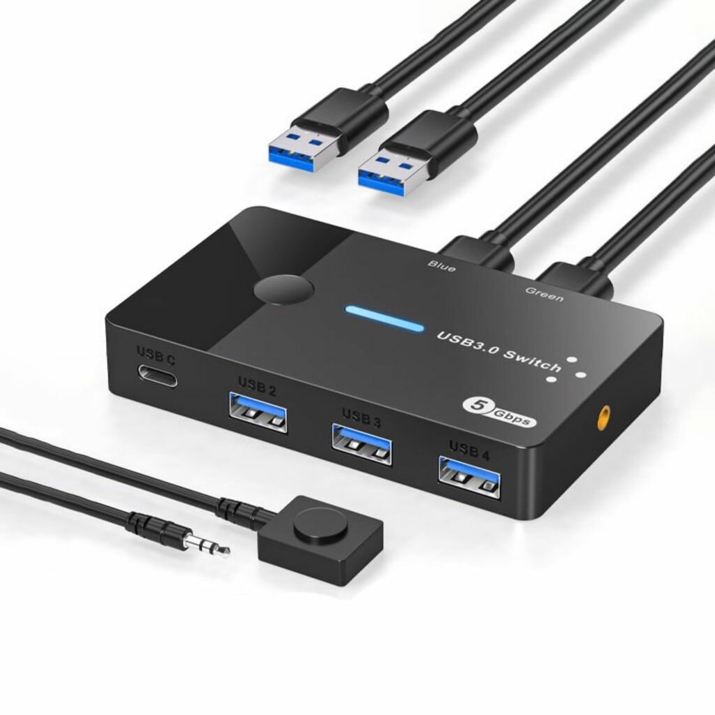 USB 3.0 переключатель 2 компьютера для устройств Type C 4 порта клавиатуры и мышь принтер сканер