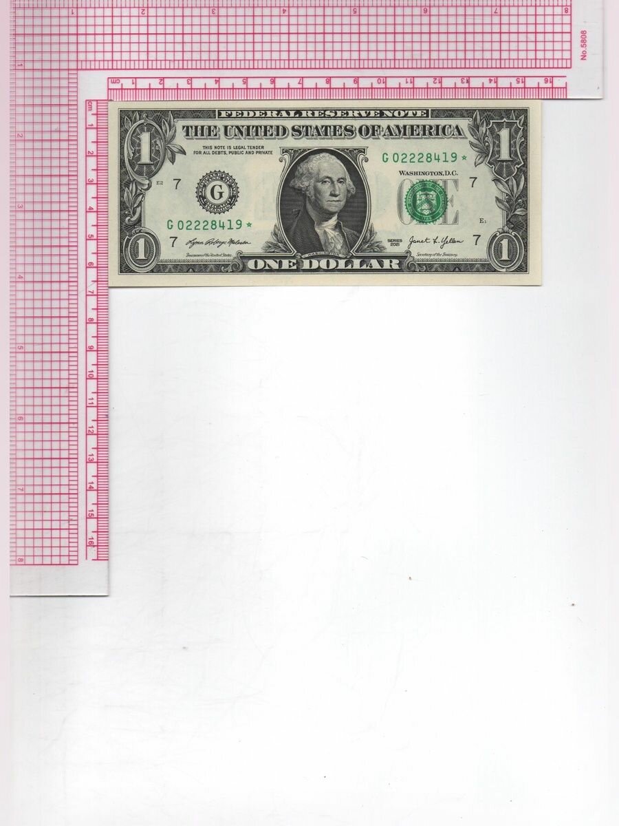 Купюра 1 Доллар США (USD) 2021г. А . Замещения * Подлинная Банкнота UNC (из банковской пачки