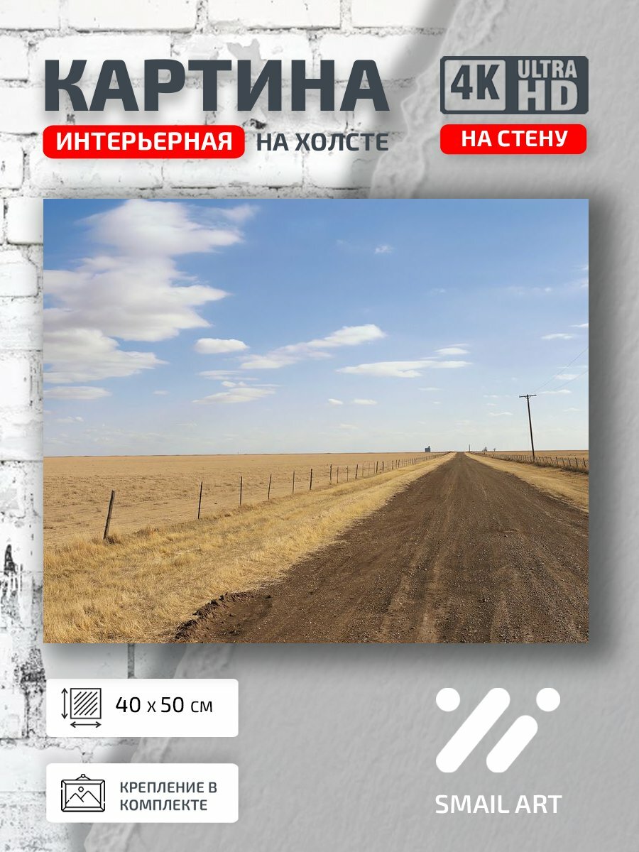 Картина на холсте интерьерная 40 на 50 на стену Поле Landscape для кафе пейзаж интерьер