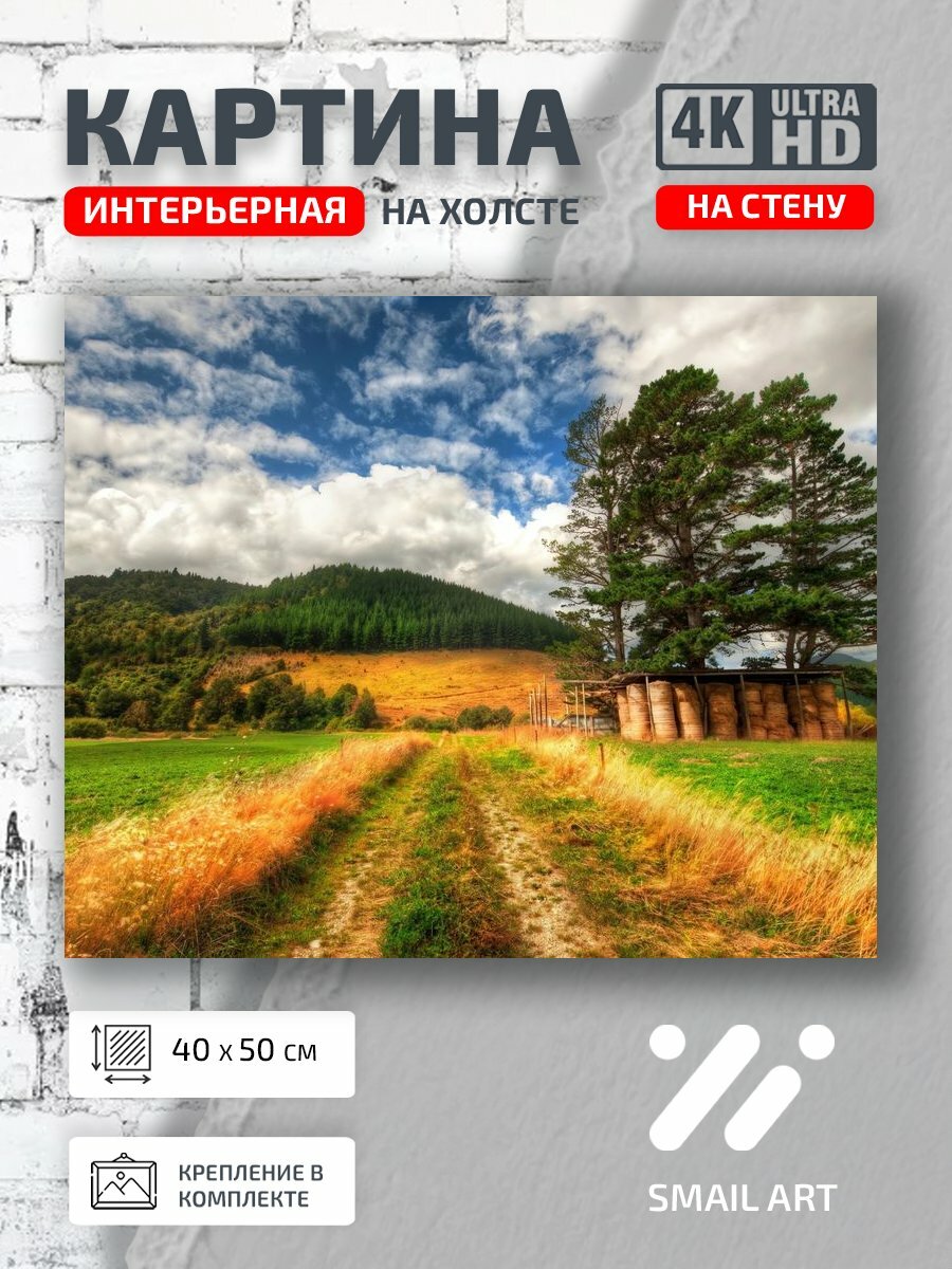 Картина на холсте интерьерная 40 на 50 на стену Степи Landscape для кабинета пейзаж декор