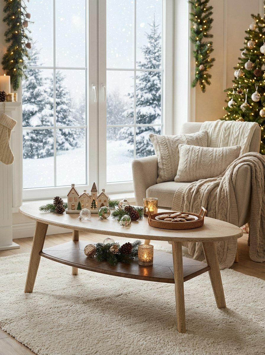 Стол журнальный Мебелик Серфинг с полкой, цвет дуб сонома/акация