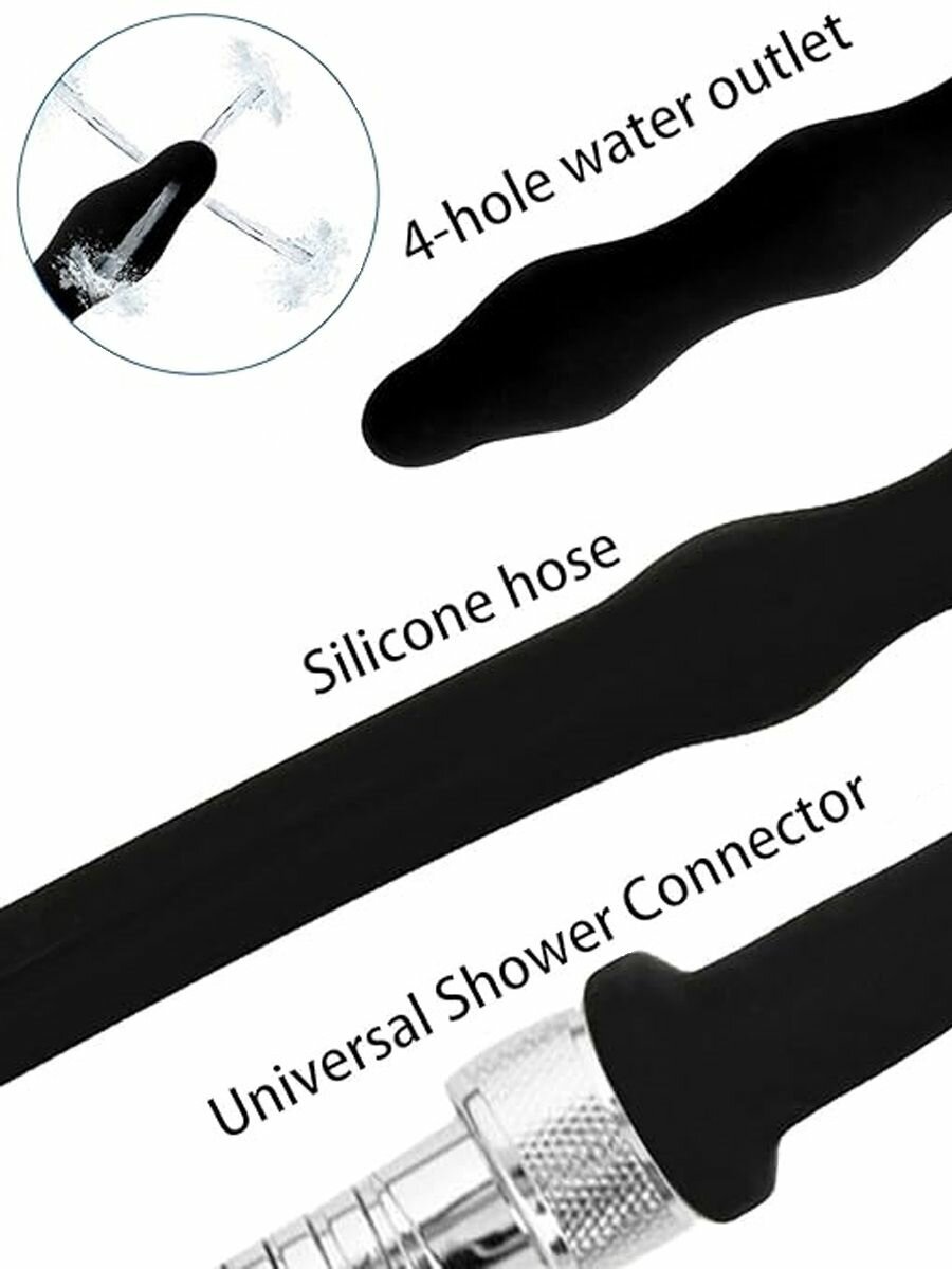 Силиконовая гибкая насадка для анального душа "SILICON BLACK ANAL DOUCHE" 41см