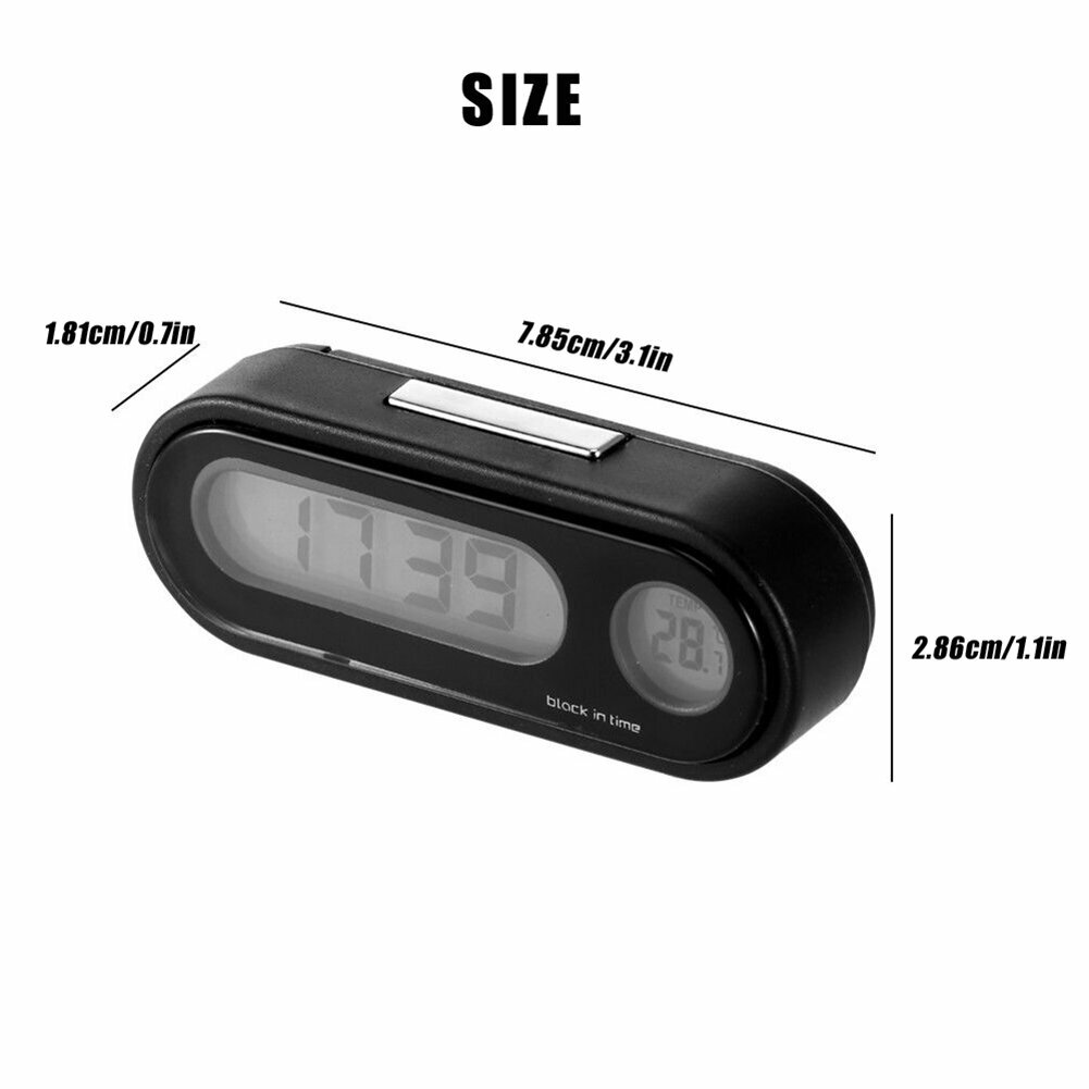 2 in 1 Car Digital Thermometer Clock Temperature Dashboard LCD Backlight Accessories