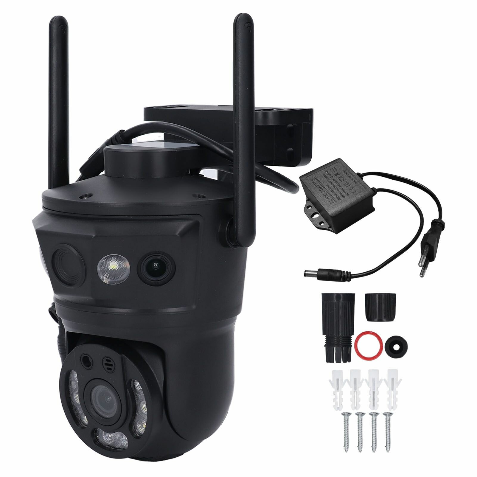 Камера безопасности с тремя объективами, ИК-детектором движения, IP66, встраиваемая, Wi-Fi, видео 5MP, для улицы с поддержкой облачного хранилища