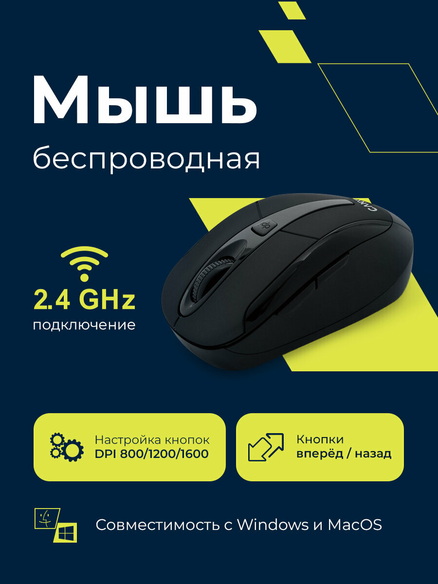 Мышь беспроводная компактная, эргономичная Canyon (MSO-W6) CNR-MSOW06B
