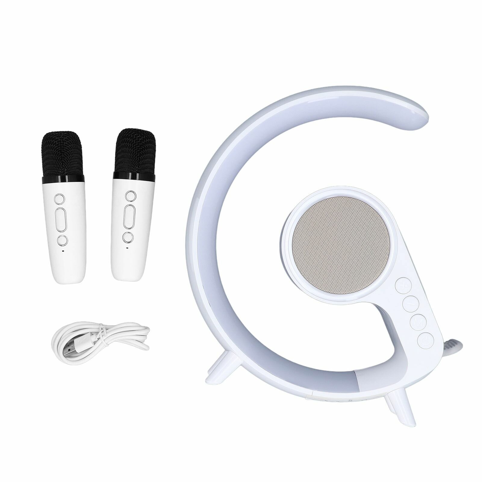 Караоке-станция белая, BT, 2 микр, беспровод зарядка, дом