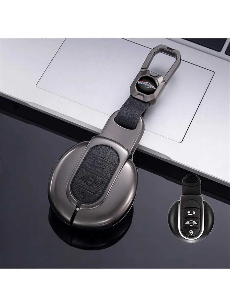 Чехол-брелок из сплава для ключа BMW Mini Cooper, черный