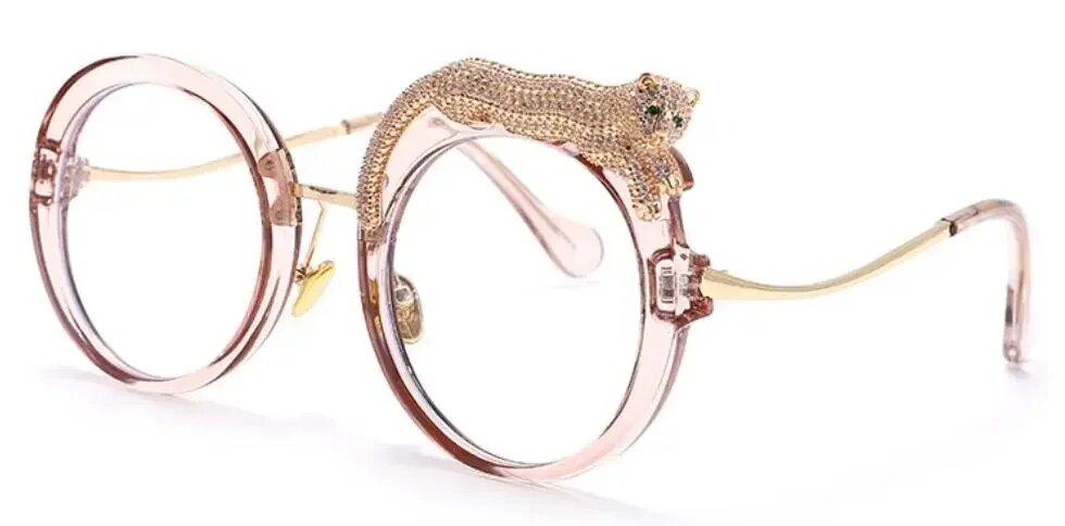 Зеленые круглые очки FELRES с защитой от синего света clear pink, 0