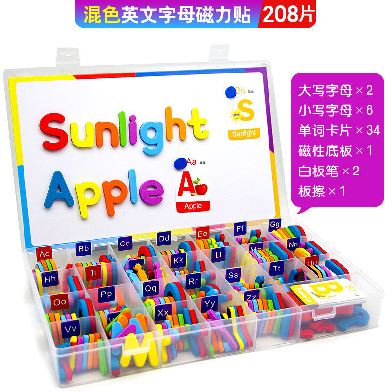 Магнитные наклейки с английским алфавитом, магнитные игрушки для детей, английская фонетика, эксклюзив для раннего образования на Amazon