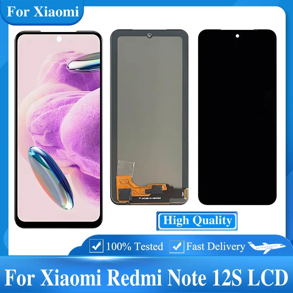 OLED/TFT-дисплей для Xiaomi Redmi Note 12S, ЖК-дисплей с цифровым преобразователем сенсорного экрана в сборе для Redmi Note 12S, ЖК-дисплей с заменой рамки