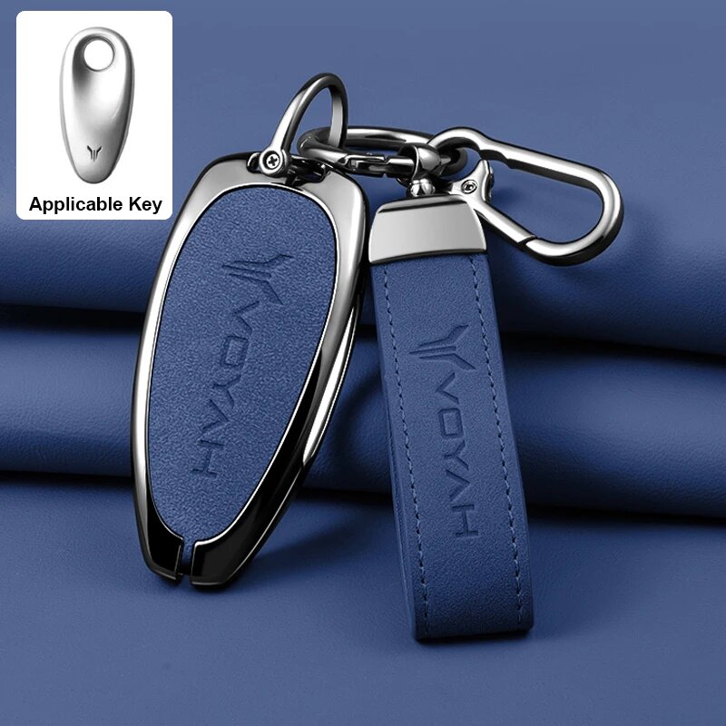 Кожаная сумка для автомобильных ключей из цинкового сплава, защитный чехол для автомобильных ключей Voyah Free I-Land Dreamer 2021-2023, аксессуары для автомобильных ключей A-blue-2