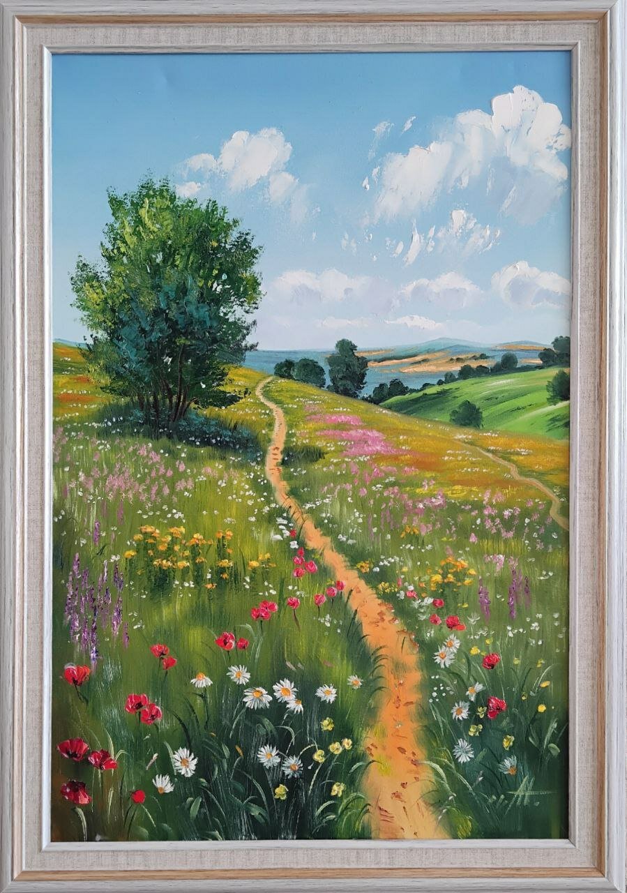 Картина "Яркое время" 40-60 см, холст, масло. Живописный летний пейзаж