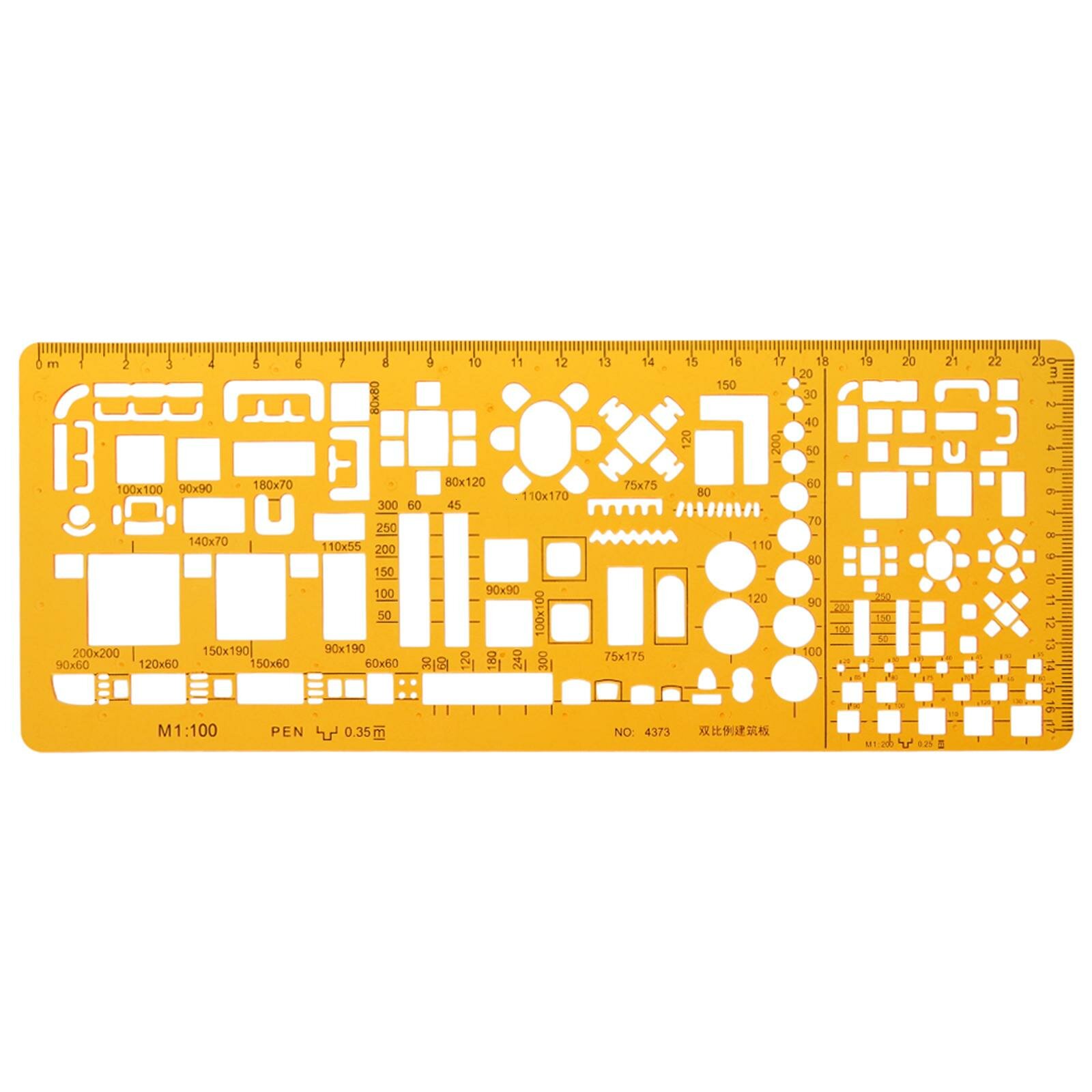 Архитектурная линейка-трафарет, Желтый