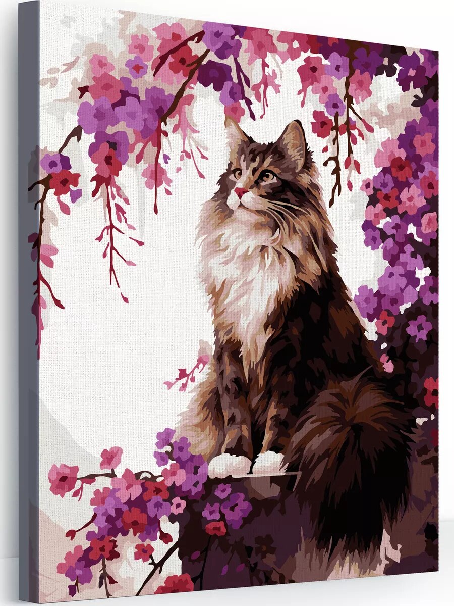 Картина по номерам на холсте с подрамником 40х50 см Задумчивый кот