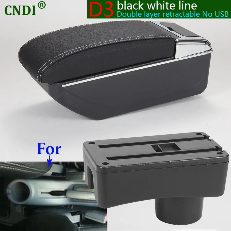 Подлокотник для Hyundai Accent Tagaz, автомобильный подлокотник для Hyundai Accent, внутренние детали, коробка для хранения деталей интерьера, автомобильные аксессуары D3 Black white NoUSB