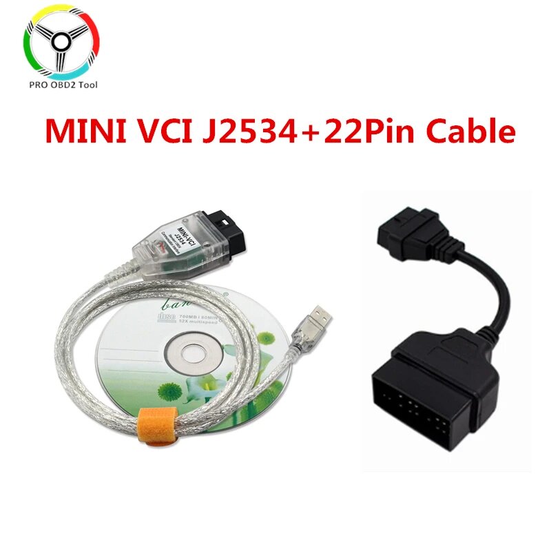 MINI VCI J2534 OBD2 кабель 22PIN для Toyota