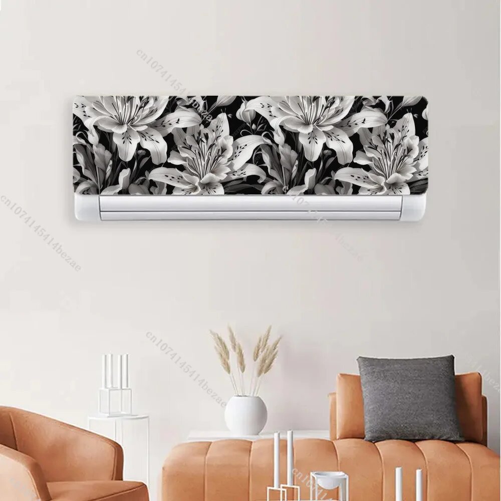 Наклейка на кондиционер с лилиями, 95x26 см, винно-красный