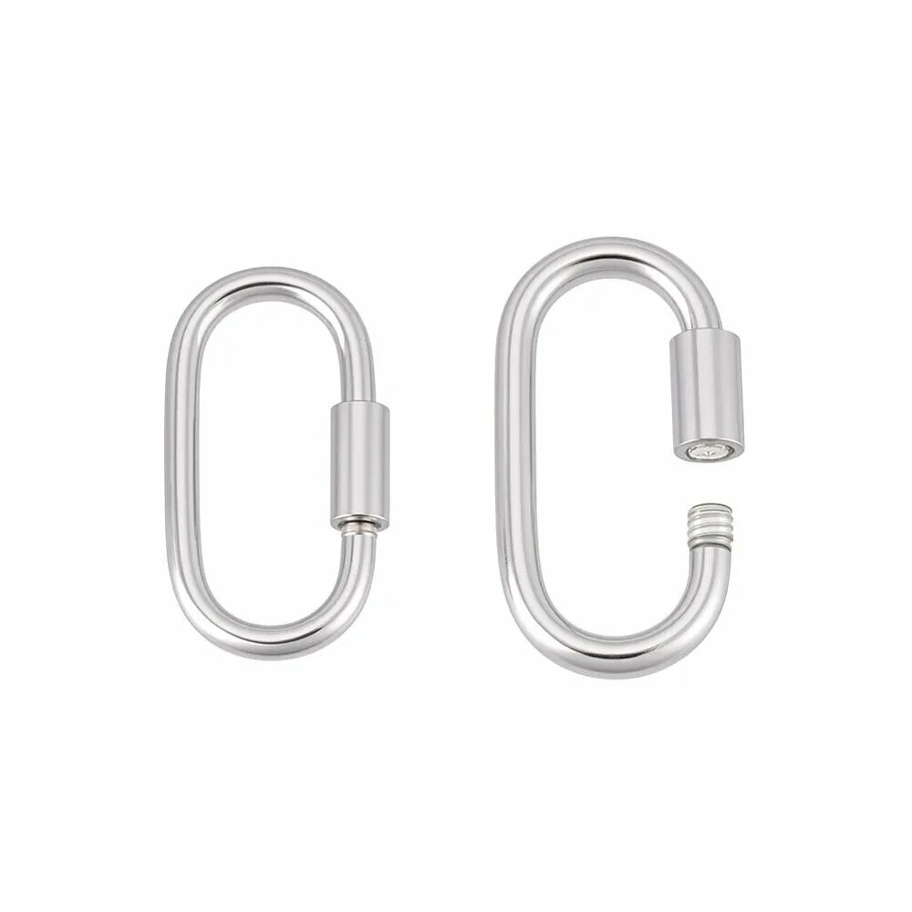 2 шт. 2 стиля, застежки-карабины из стерлингового серебра 925 пробы, овальные, платиновые