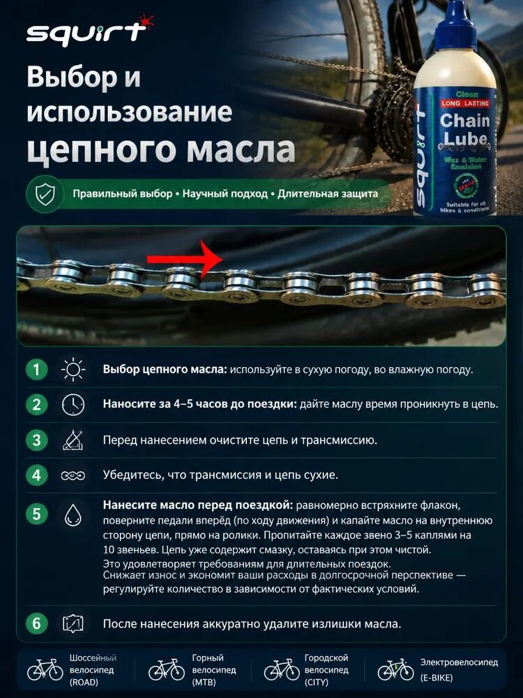 Squirt Велосмазка для цепи 120 мл, парафиновая, подходит для всех велосипедов и условий — фото 1