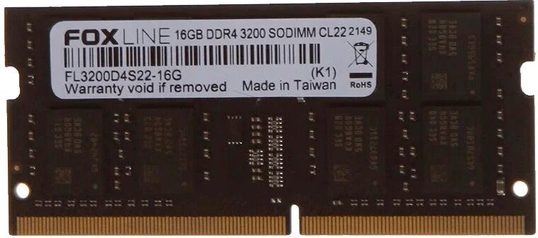 Оперативная память Foxline FL3200D4S22S-16G SODIMM 16GB 3200 DDR4 CL22 (2Gb*8)