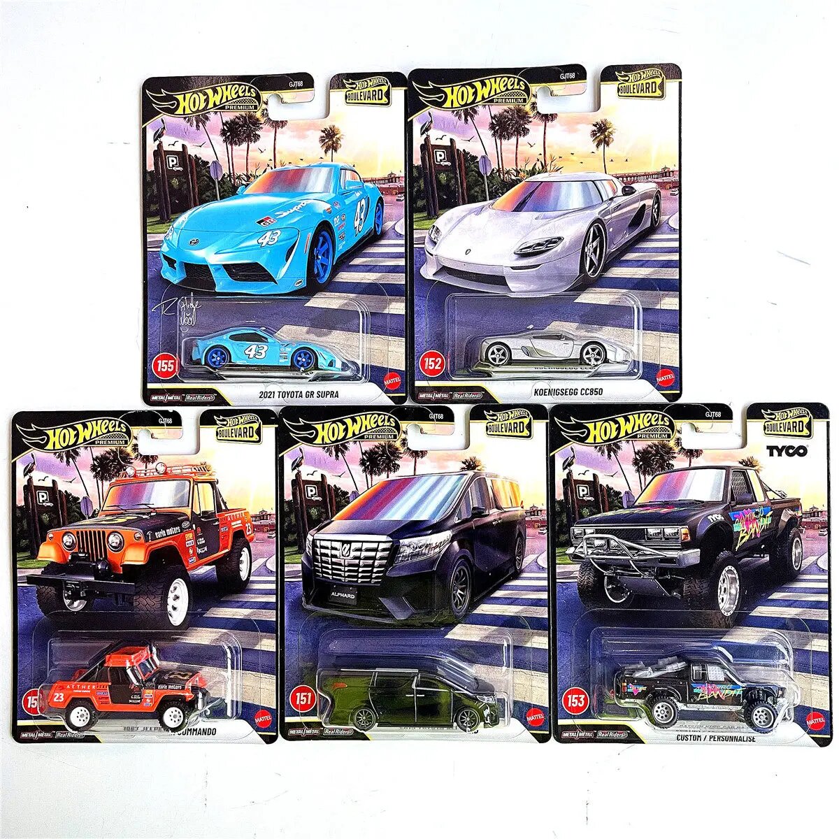 Hot Wheels Toyota Alphard, Supra, фиолетовый, FullSet5pcs